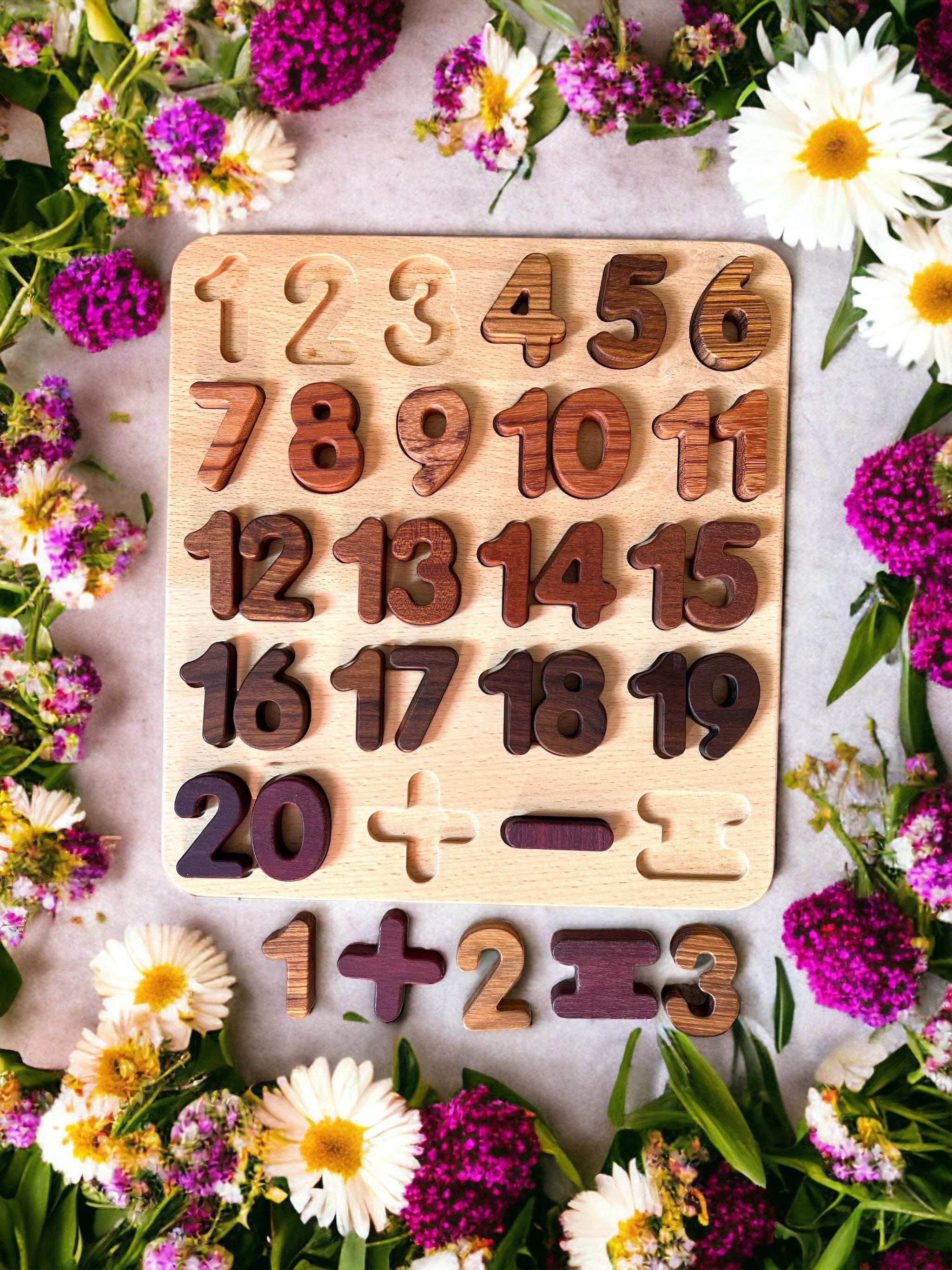 Natural Wooden Alphabet & Numbers Puzzle – Uppercase, Lowercase & Math ...