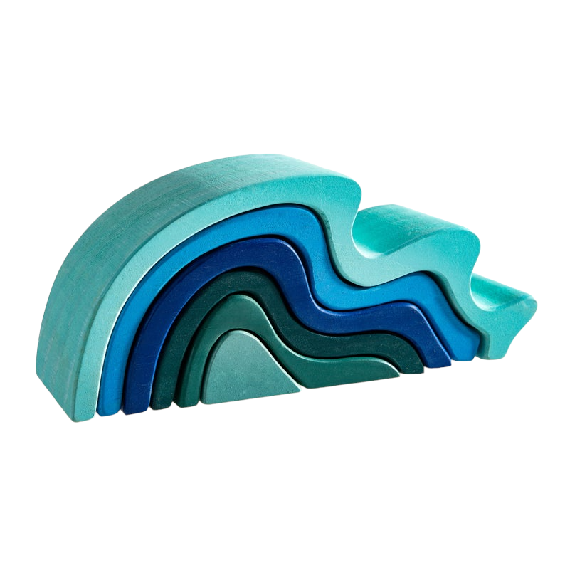 6 Pcs Wooden Water Wave Stacking Blocks – Green Elephant Home and Toys