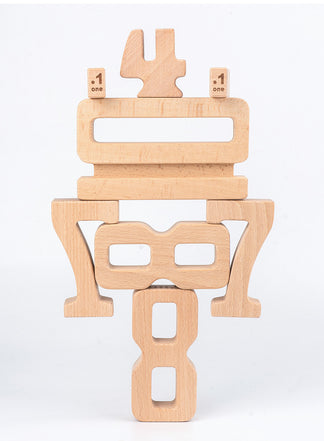32 Pcs Wooden Math Number Building Blocks Set with Tray – Green ...