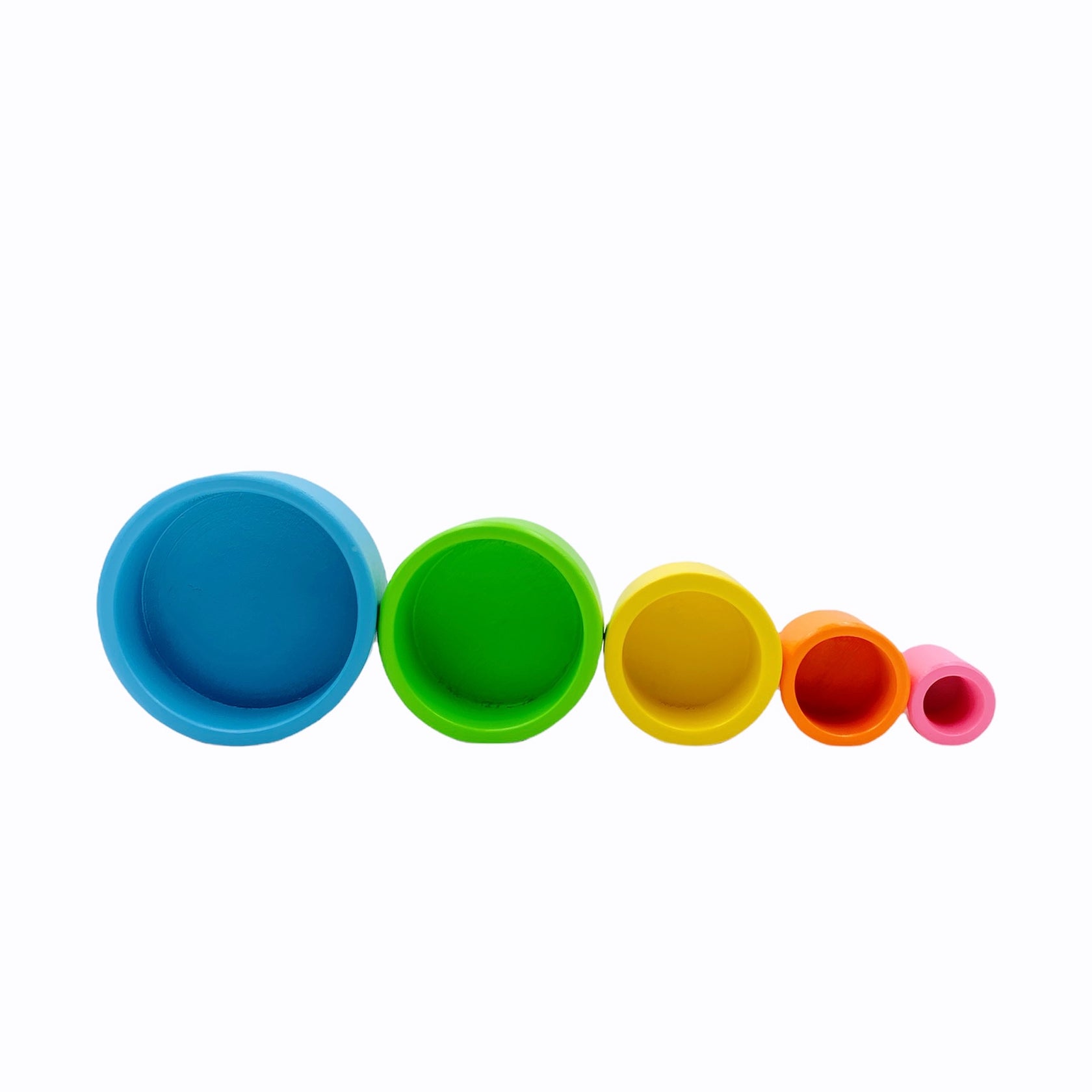 5 Pcs Wooden Stacking & Nesting Cup Bowl Set – Pastel / Macaron – Green ...