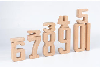 32 Pcs Wooden Math Number Building Blocks Set with Tray – Green ...