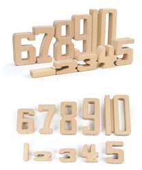 32 Pcs Wooden Math Number Building Blocks Set with Tray – Green ...